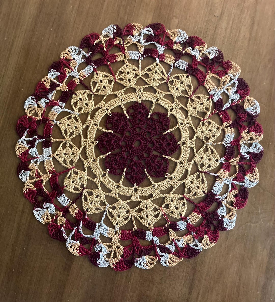 12” Tri Color Fall Themed Doily Hand Crocheted Home Decor Lacy ...