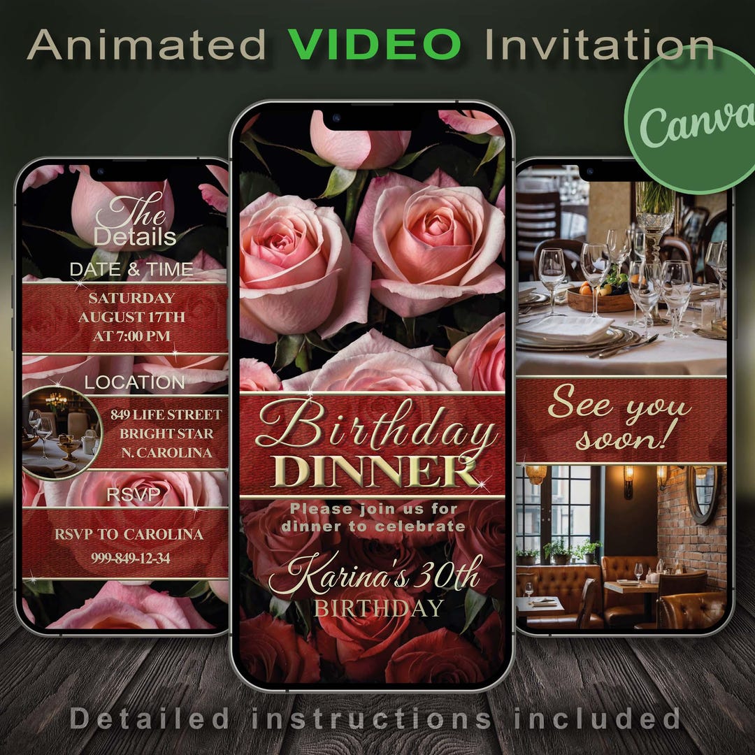 Birthday Invitation Red. Red-themed Invitation With Editable Text and ...