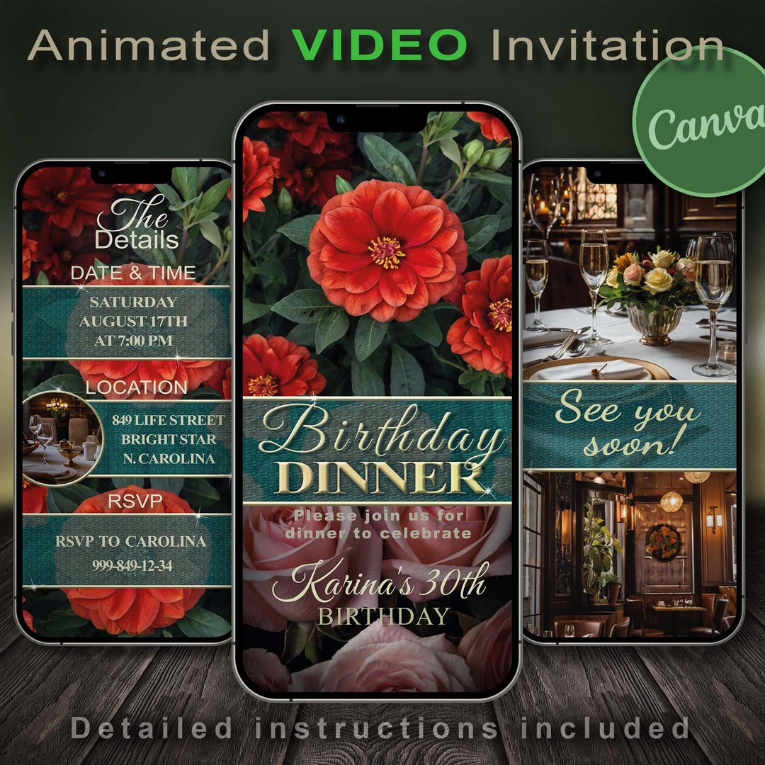 Birthday Invitation Template Green. Birthday Template With Customizable ...