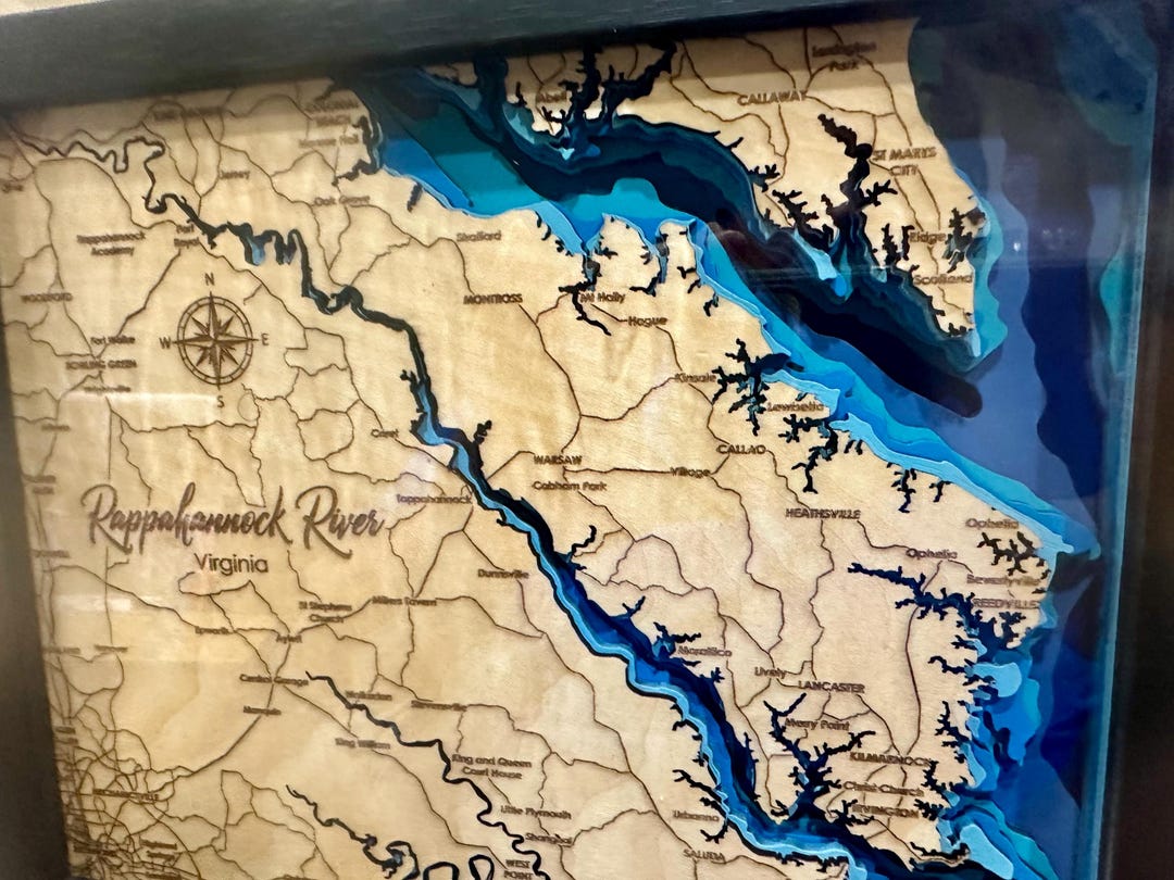 8x10 Rappahannock River Bathymetric Map - Etsy