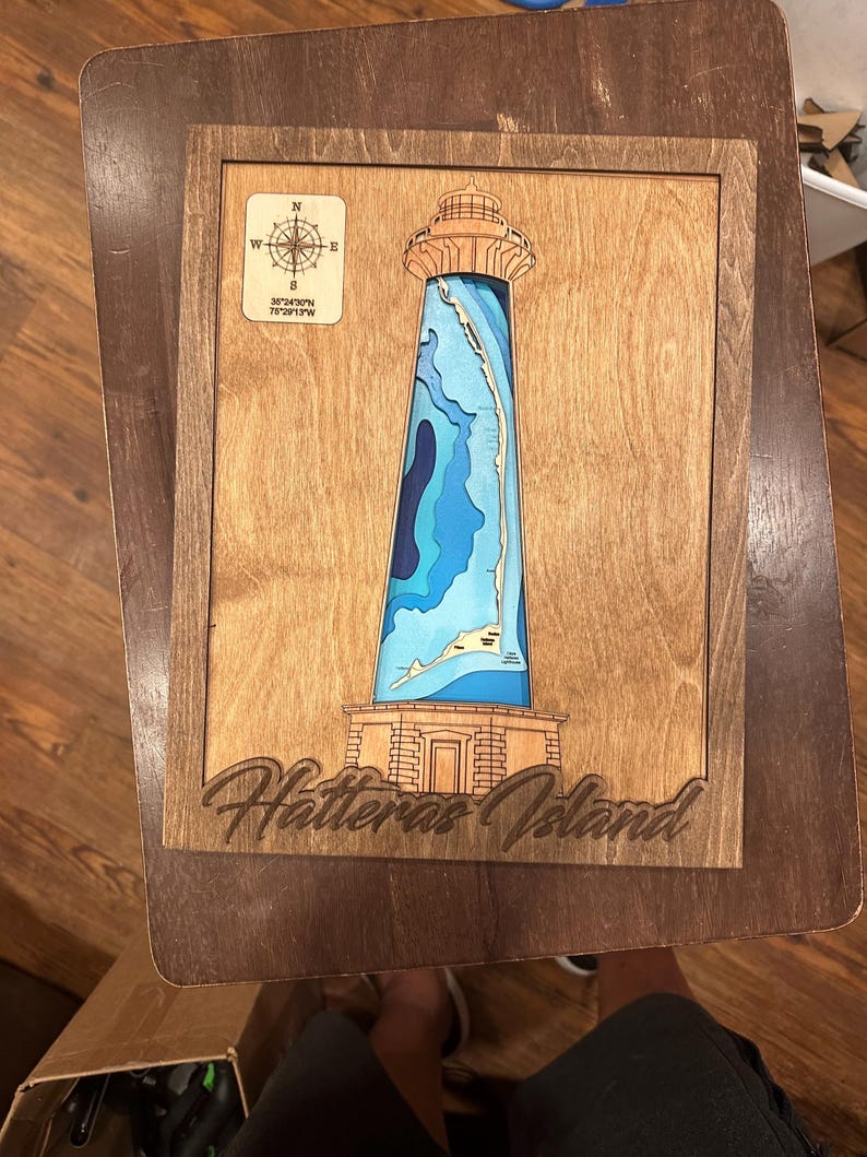 Lighthouse Inspired Cape Hatteras Map - Etsy