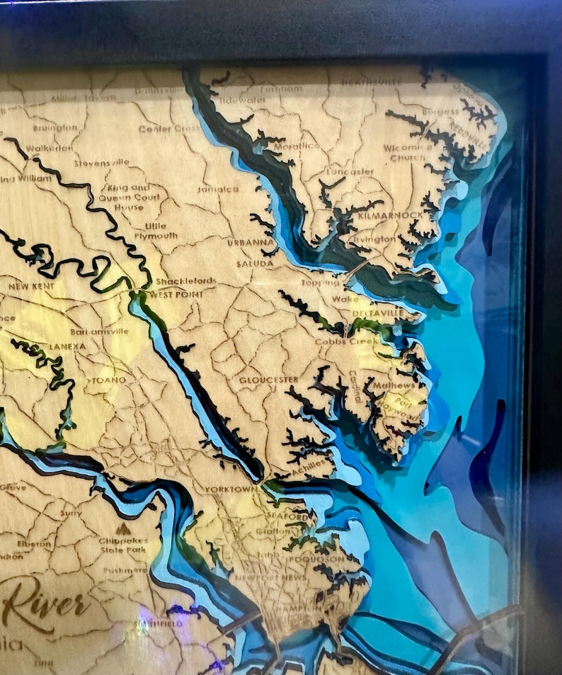 10x10 James River Bathymetric Map - Etsy