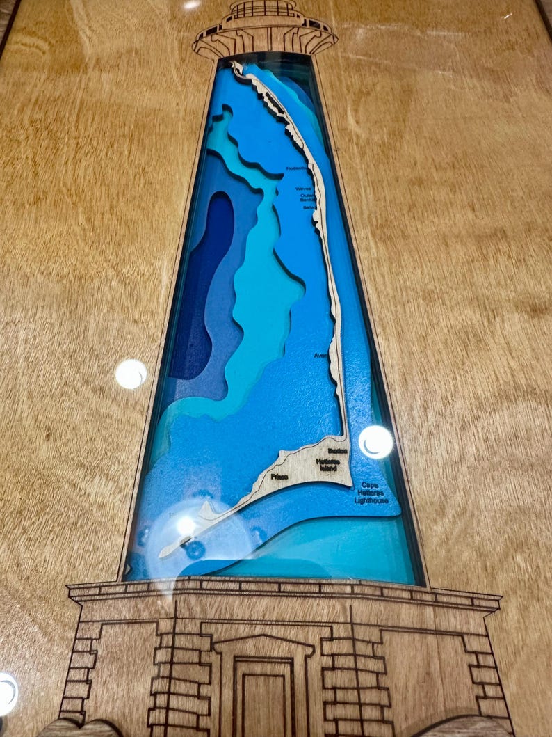 Lighthouse Inspired Cape Hatteras Map - Etsy