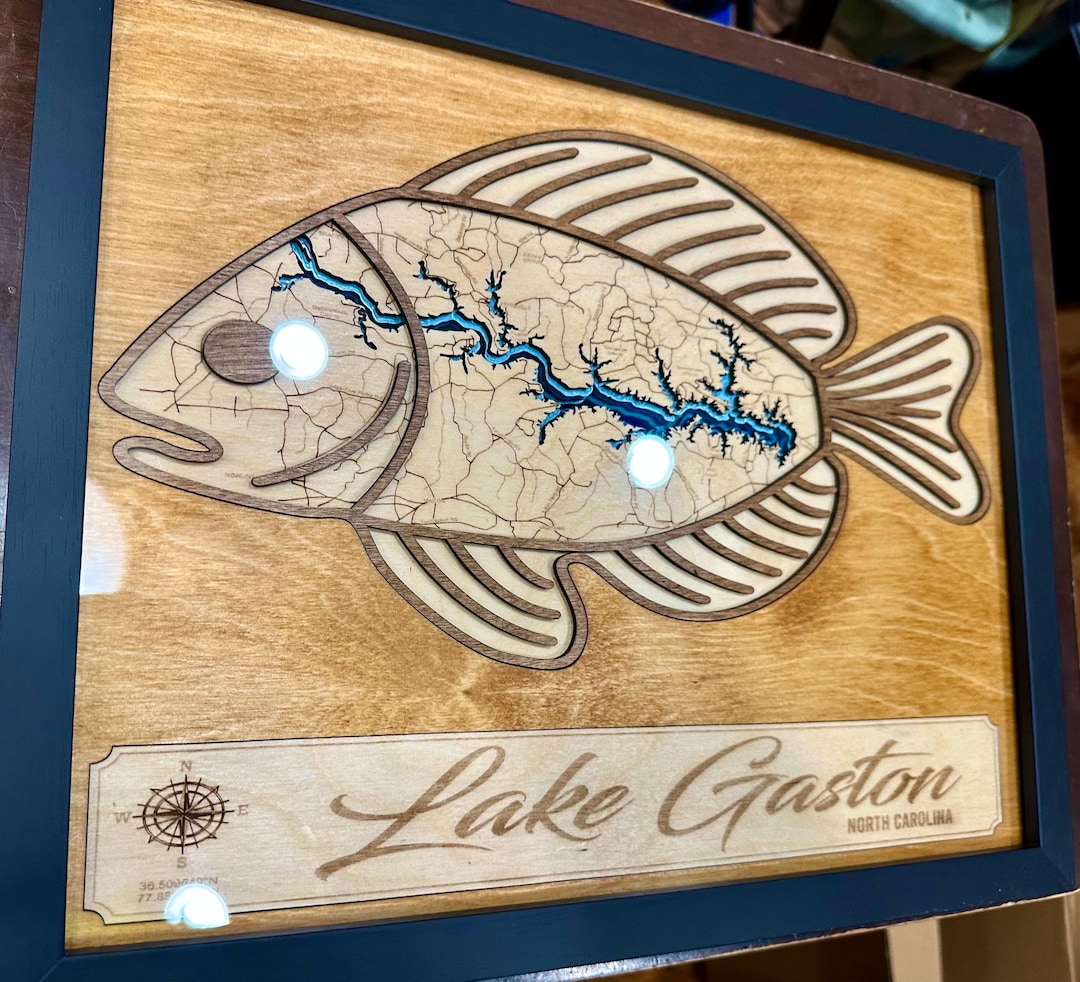 Fishing Inspired 3D Map of Lake Gaston - Etsy