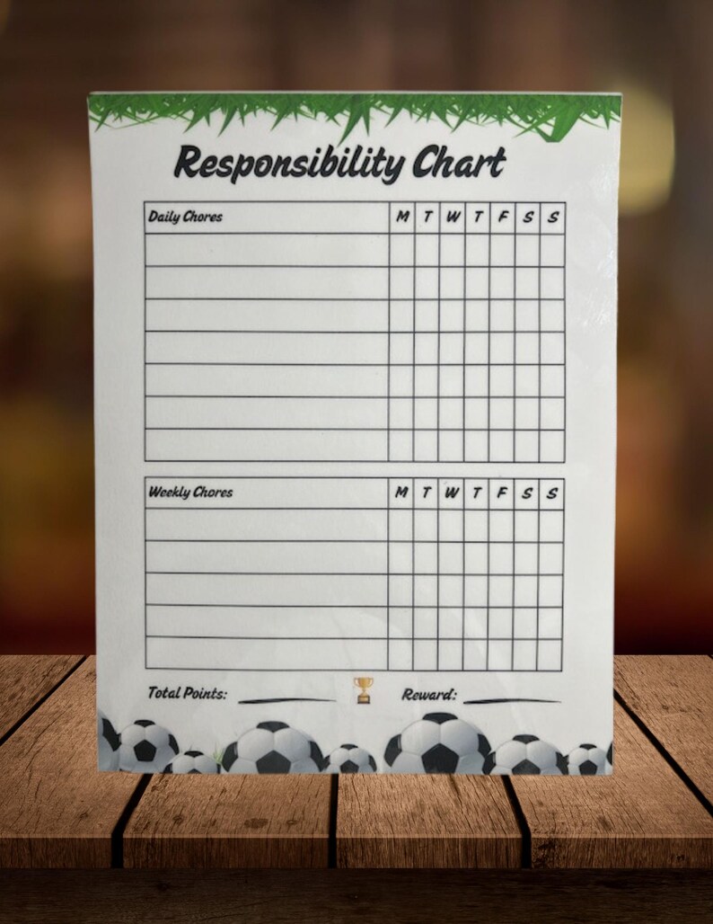 Daily and Weekly Chore Chart With Reward System | Soccer Theme for Kids ...