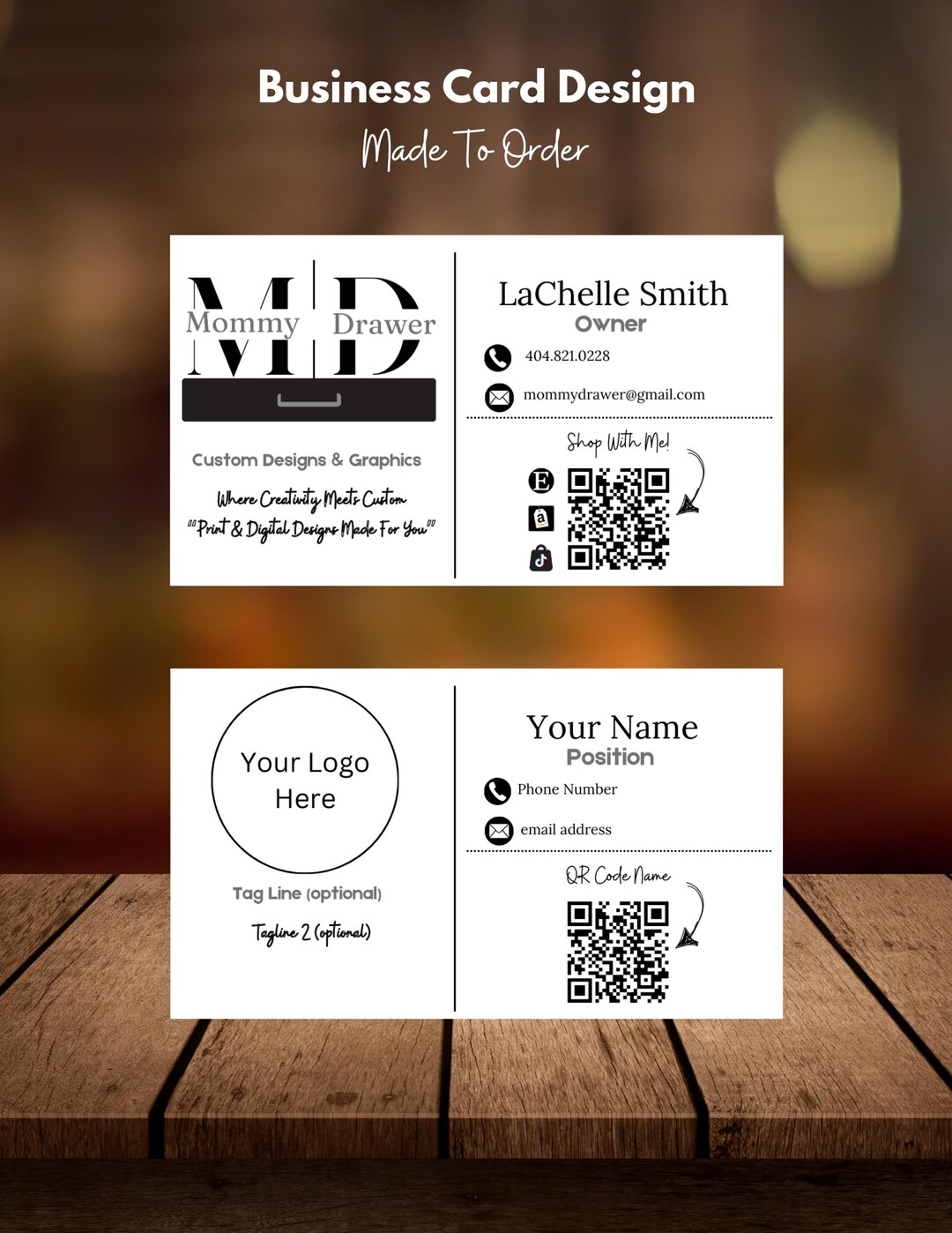 Custom Business Card Design Template + 50 Printed Cards – Personalized ...
