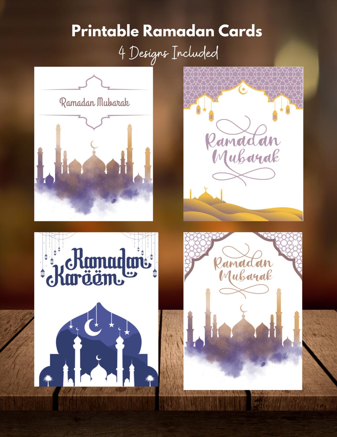 Printable Ramadan Cards - Set of Four Designs | Size A2 | Digital ...