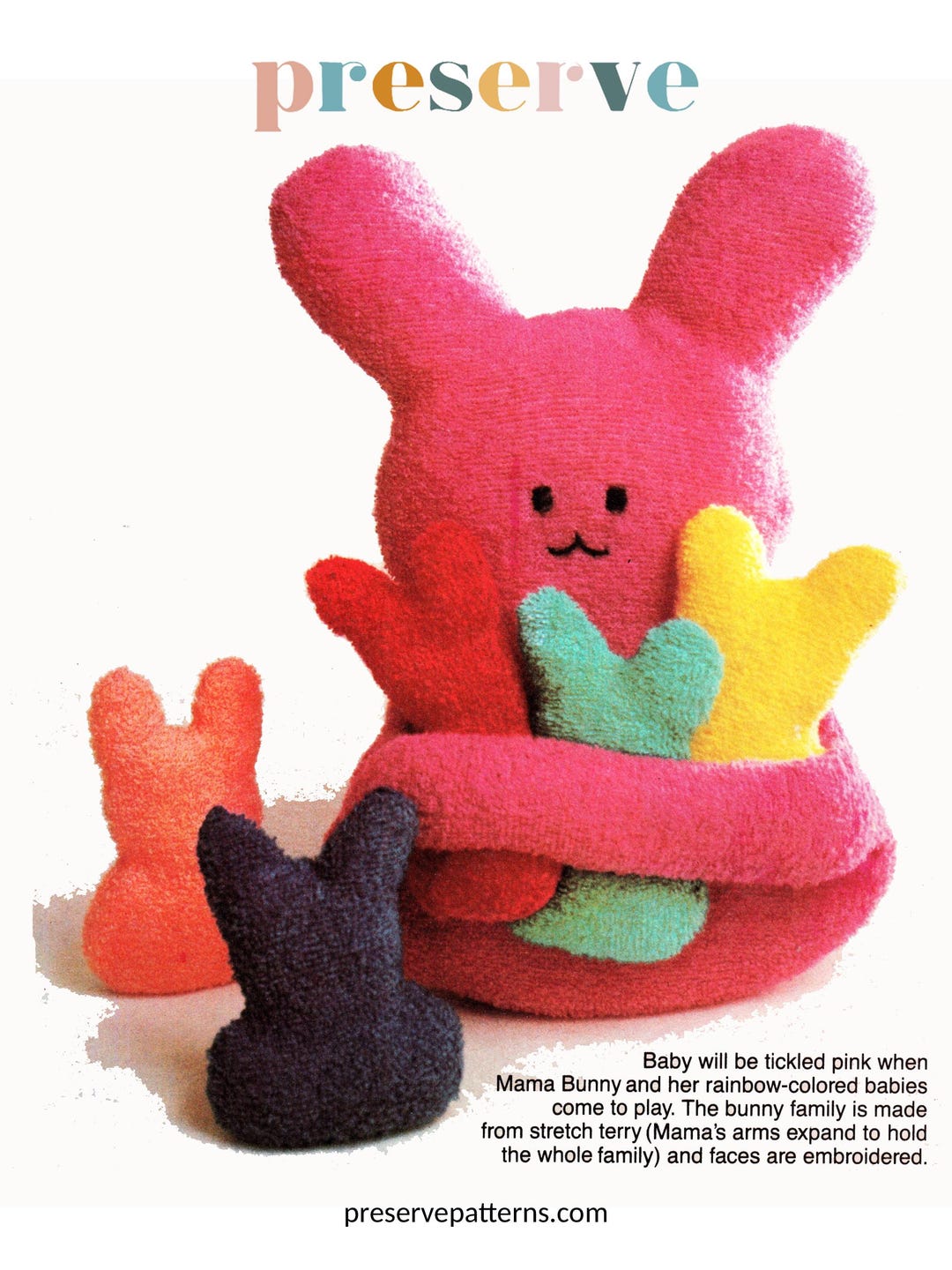 Bunny Family to Sew, Vintage Sewing Pattern for Stuffed Rabbit and Baby ...
