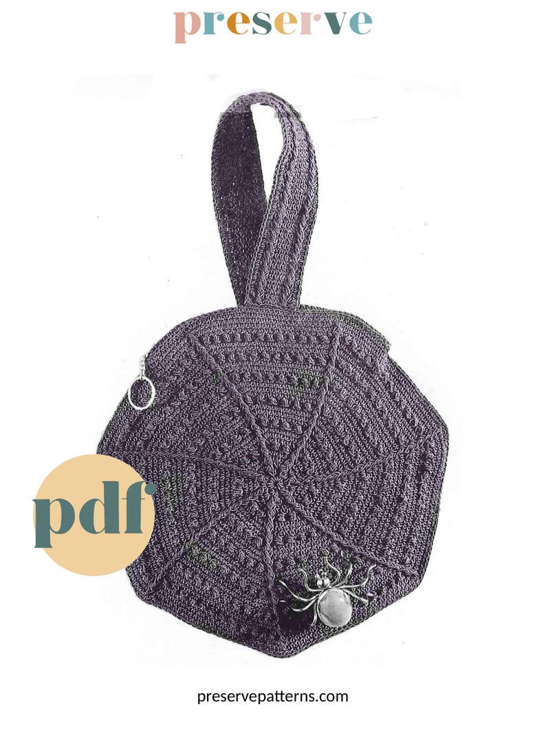 PDF Vintage Crochet Pattern for Spiderweb Purse, Spider Purse Pattern ...
