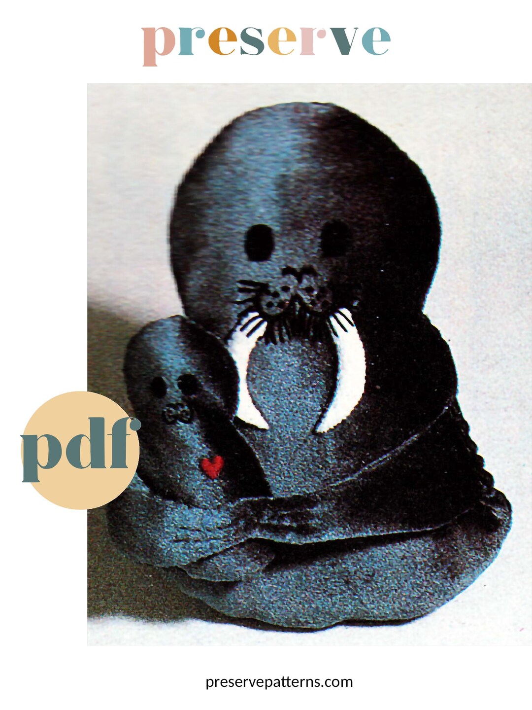 Toy Walrus Plushie Pattern, PDF Vintage Sewing Pattern for Soft Toy ...