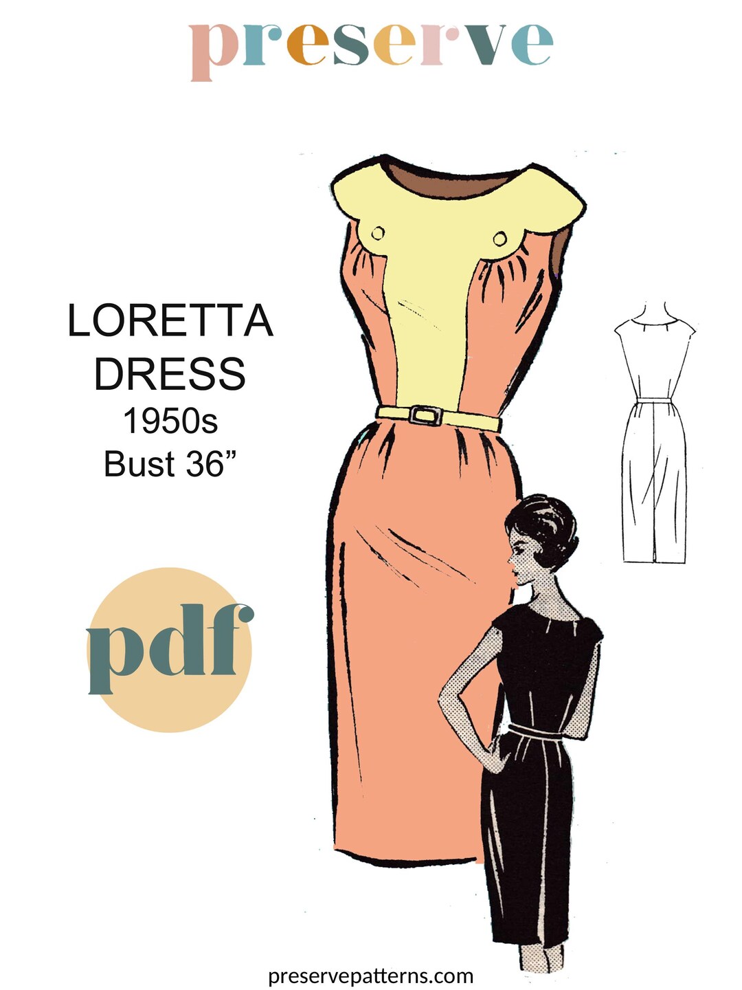 Vintage Scalloped Front Dress Sewing Pattern (PDF) - Etsy