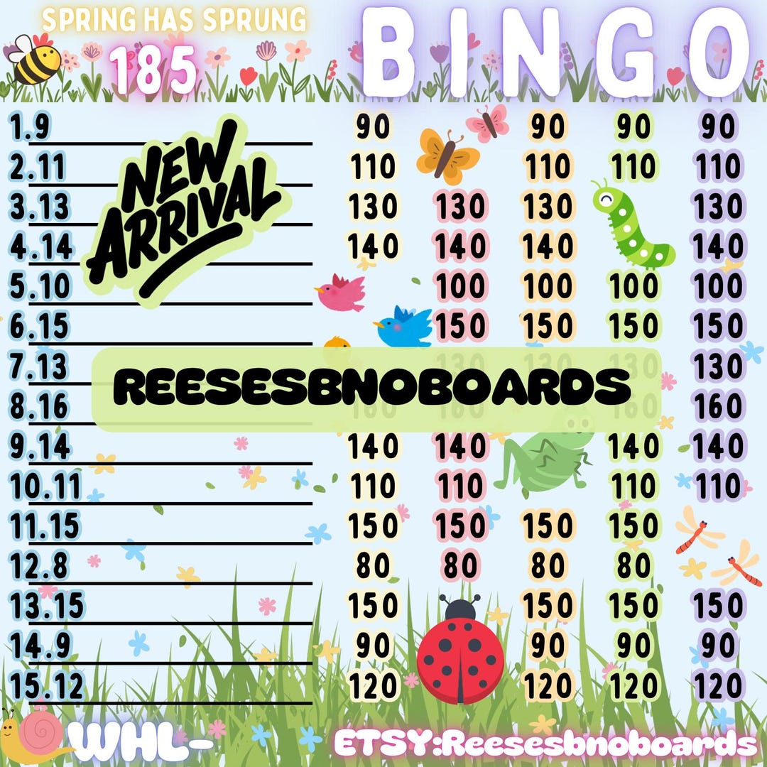 185 WTA Spring Bingo Board - Etsy