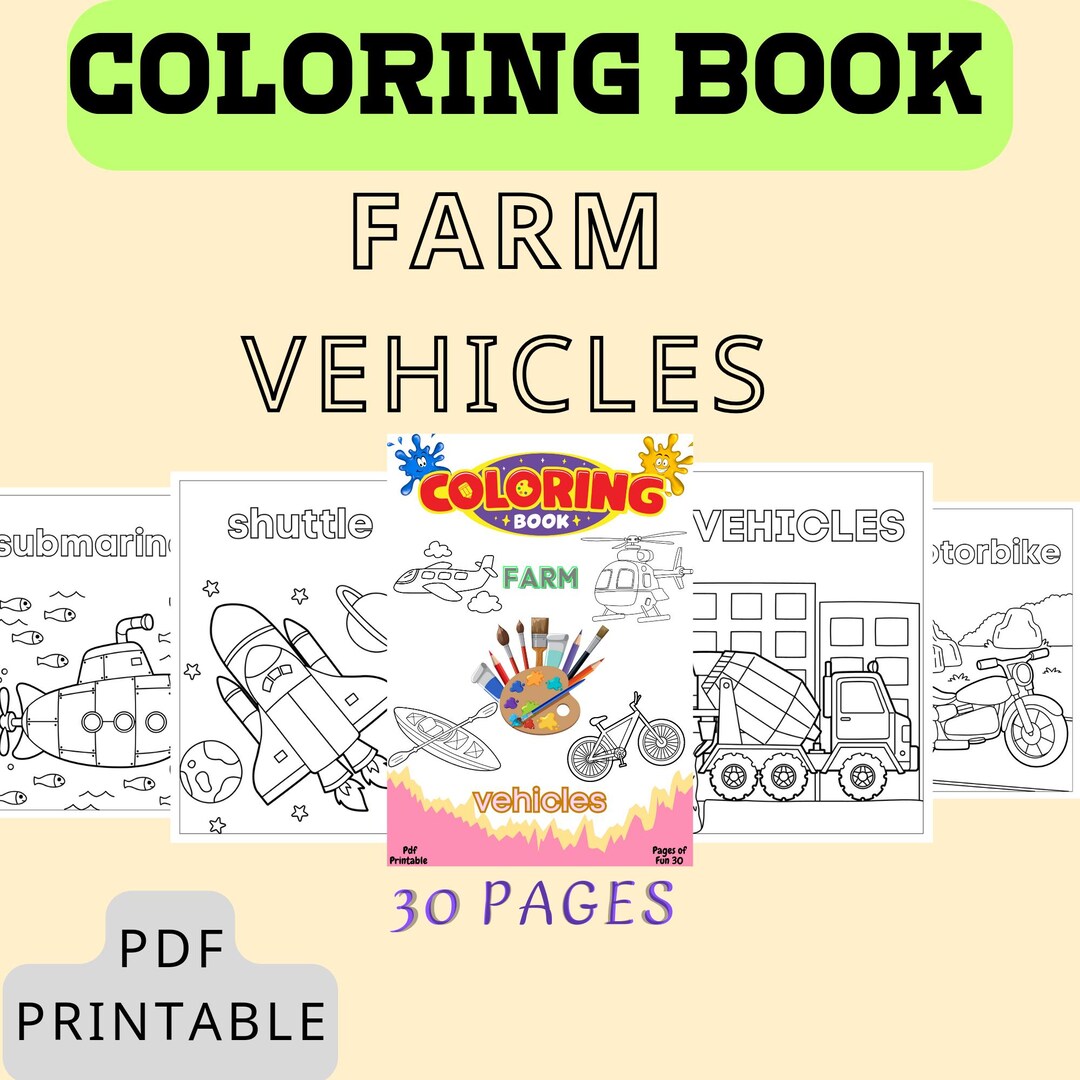 Vehicles Coloring Book for Kids 30 Pages of Fun and Creativity With ...