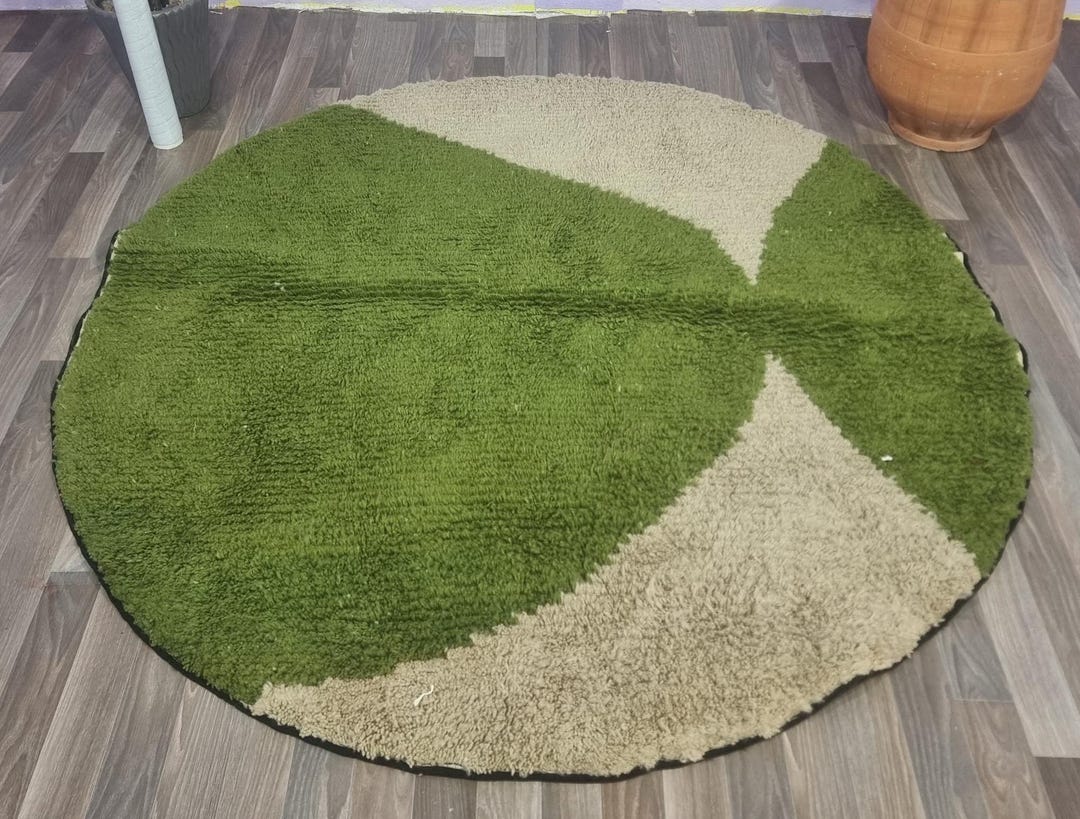 ARTISTIC Round Rug 6ft, Moroccan Circle Rug ,beni Ourain Rug, Geometric ...