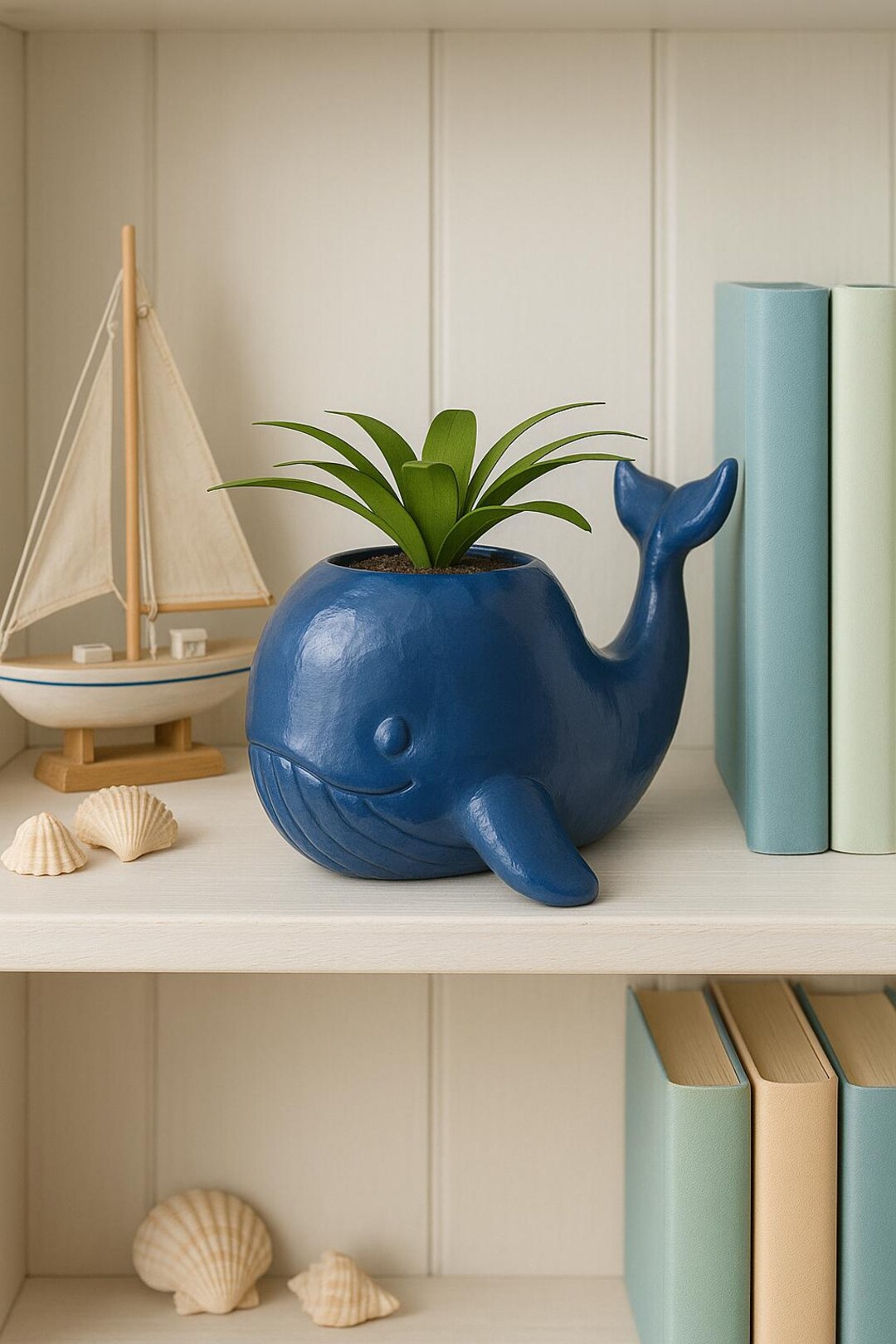 Nautical Planter 3D Printable STL File, Bookshelf Decor, Cute Succulent ...