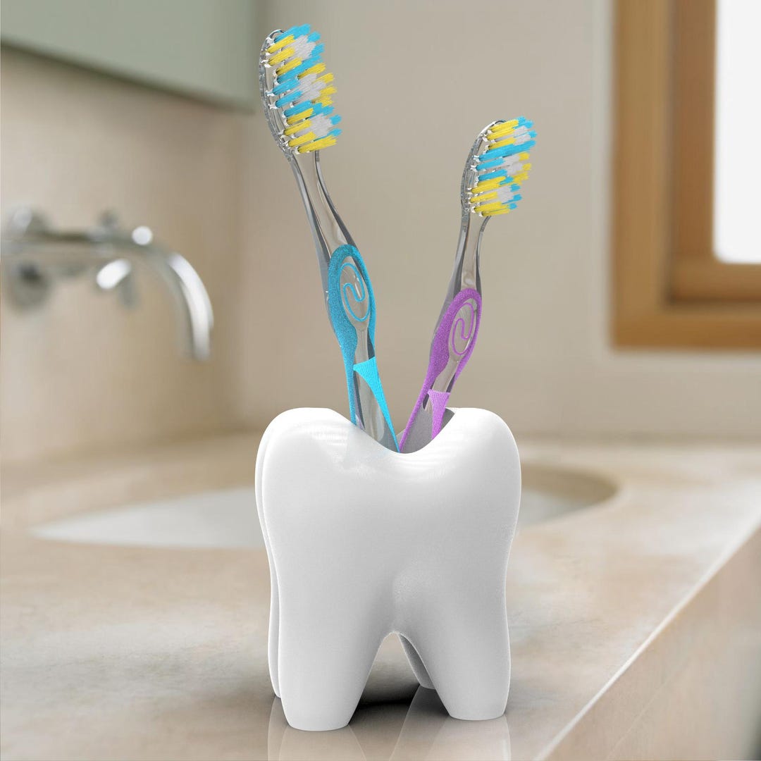 Tooth-shaped Toothbrush Holder – 3D Printable STL File | 3D Printed ...