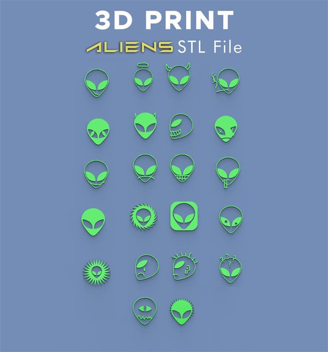 3D Printable Alien Head Icons - STL File Collection - Etsy
