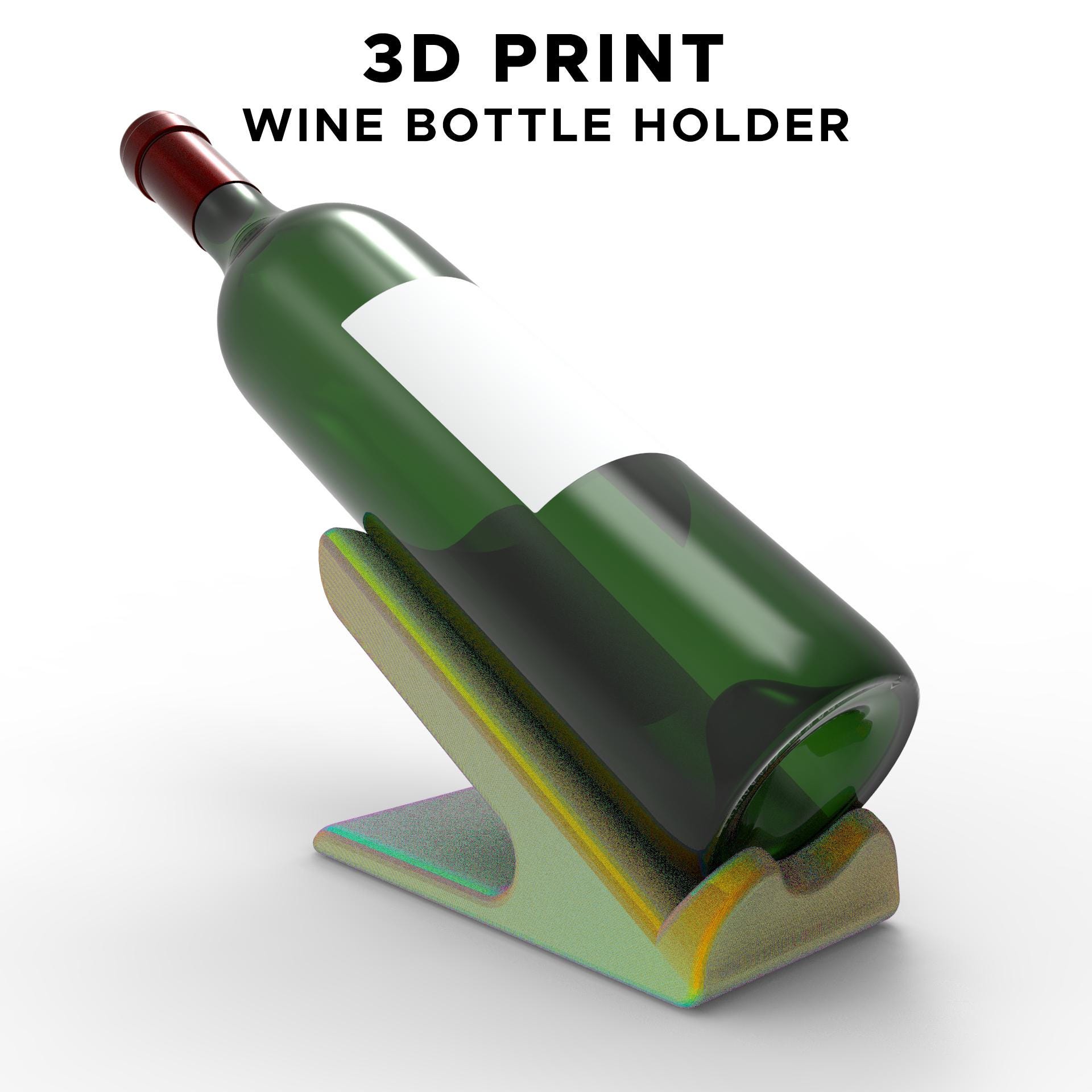 3D Printed Wine Bottle Holder - STL File for Home Decor and 3D Printers ...