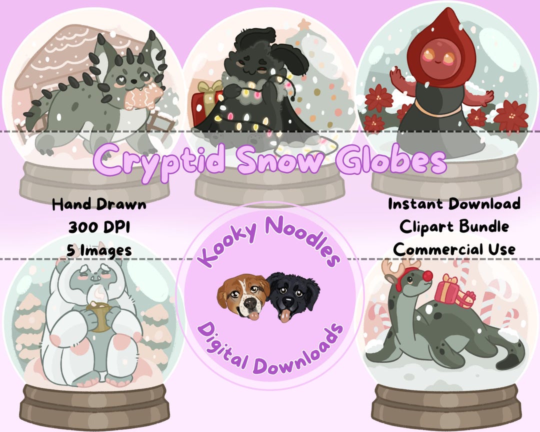 Cryptid Snow Globe Clipart Set: Mothman, Nessie, Yeti, Chupacabra ...