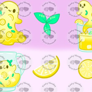 Kawaii Lemonade Ghost Clip Art, Cute Hand Drawn Ghosts PNG, Pastel ...