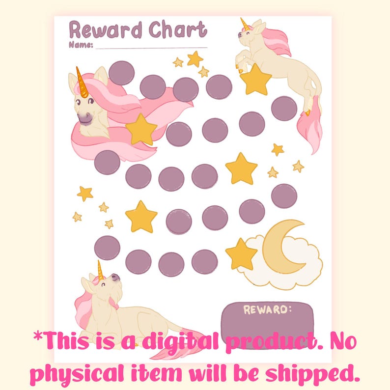Unicorn Printable Reward Chart for Kids Toddler Routine Chart Chore ...