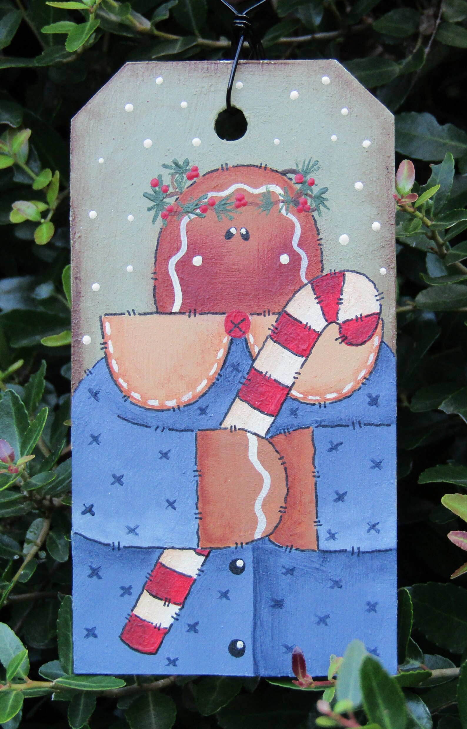 Gingerbread Wood Ornament, Christmas Wood Ornament, Tole Painted ...
