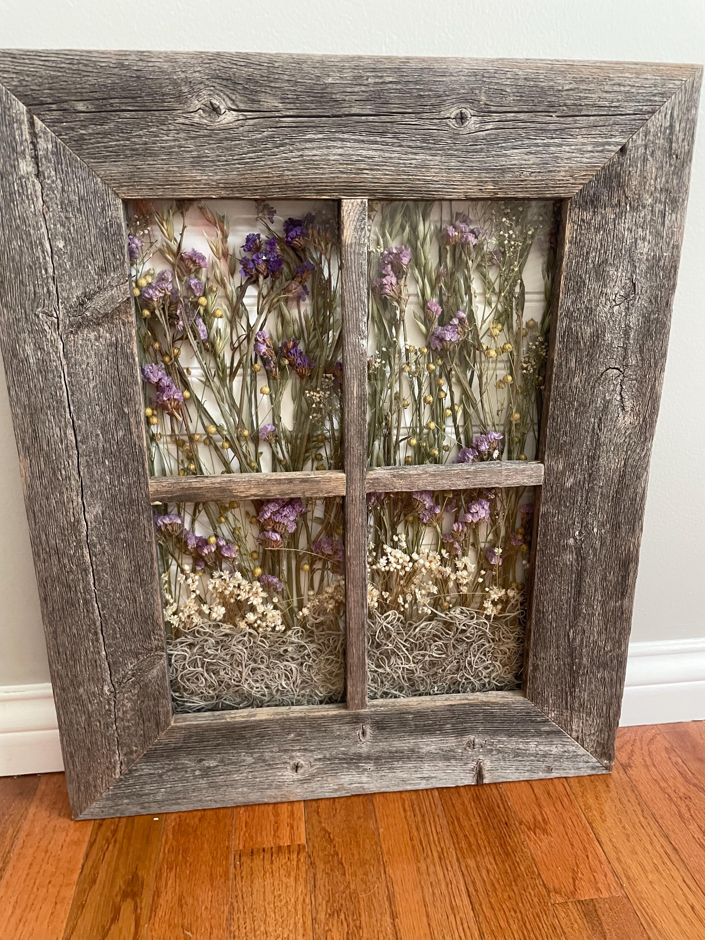 Rustic Botanical Barn Wood Window Pane Wall Decor - Etsy