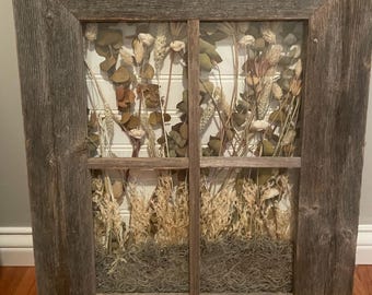 Rustic Botanical Barn Wood Window Pane Wall Decor - Etsy