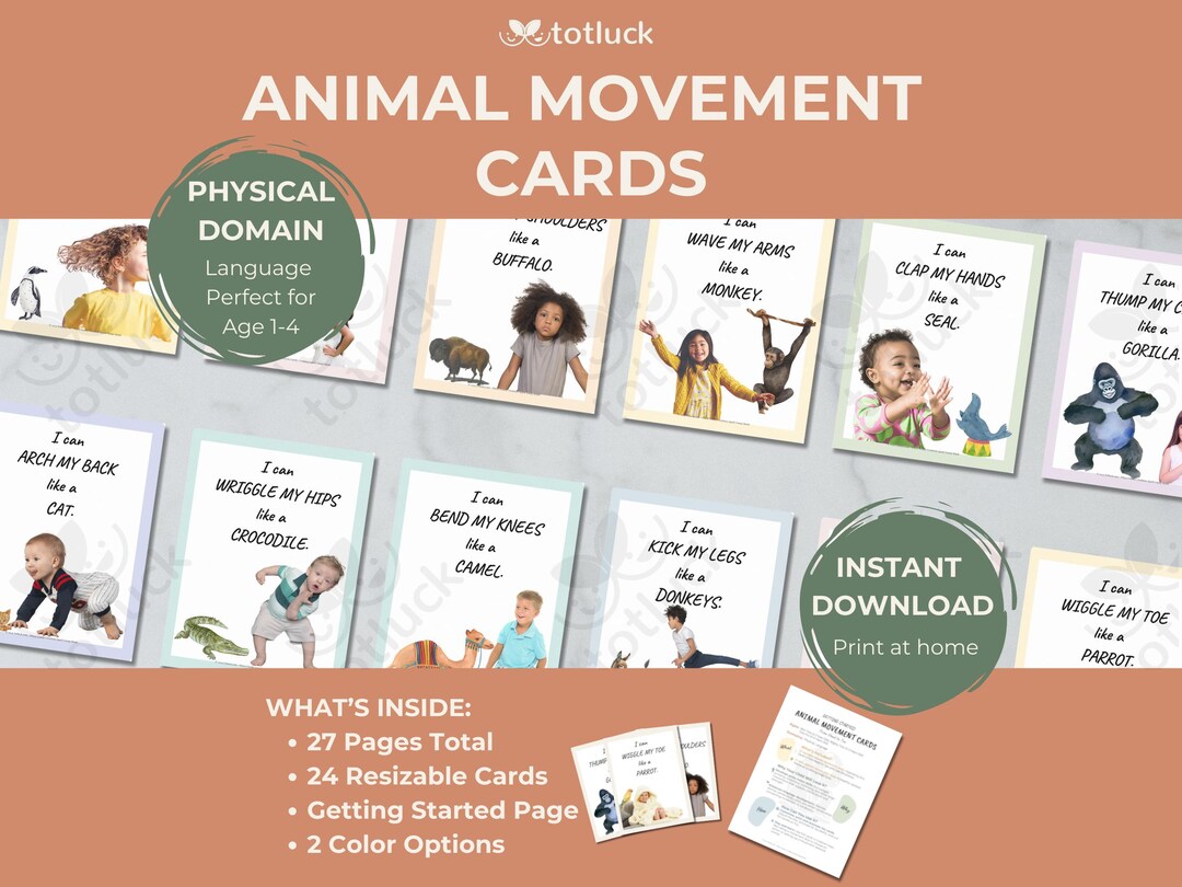 Animal Movement Cards | From Head to Toe Inspired | Toddler Gross Motor ...