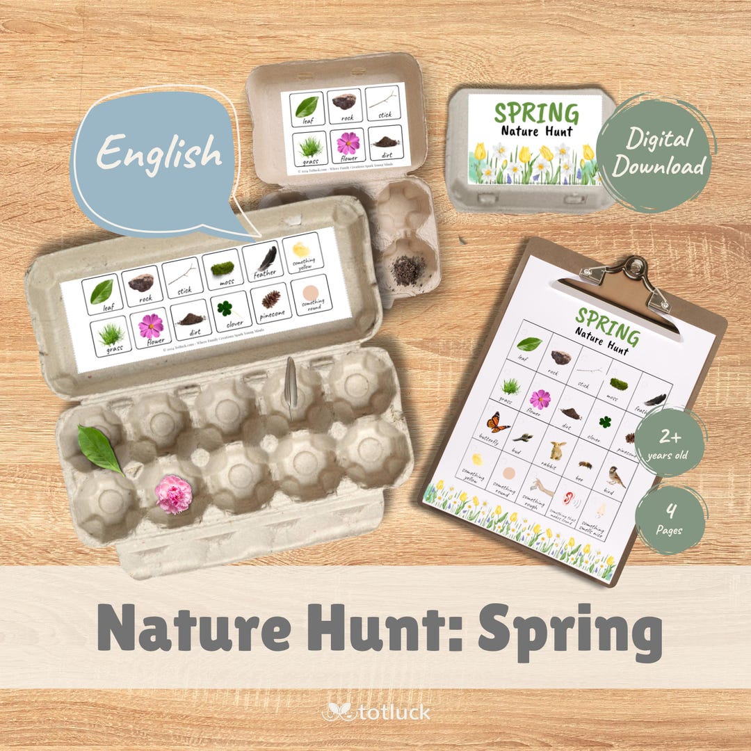 ENGLISH Nature Hunt Spring, Printable Spring Scavenger Hunt for Kids ...