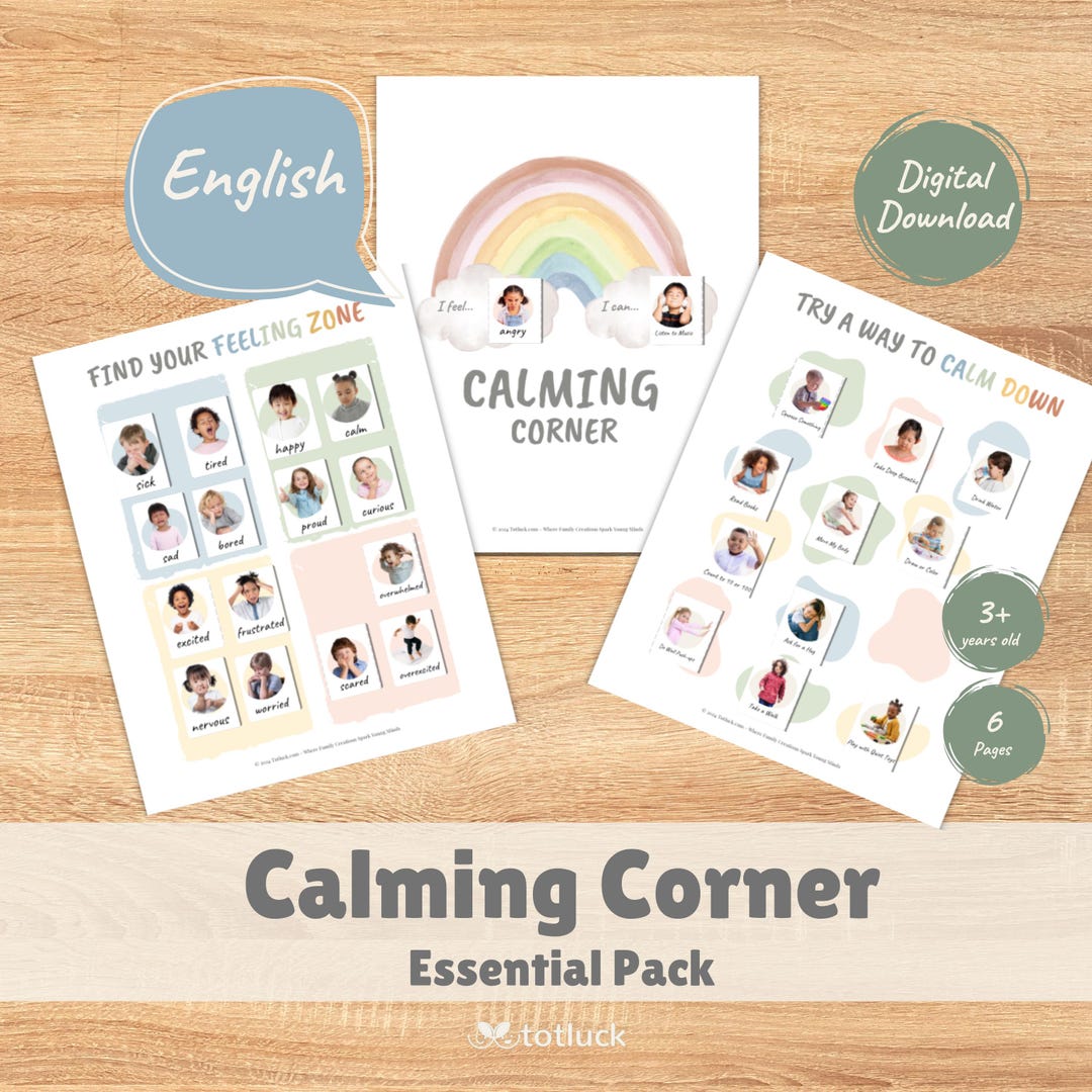 ENGLISH Calming Corner Essential Pack, Printable Calm Down Charts for ...