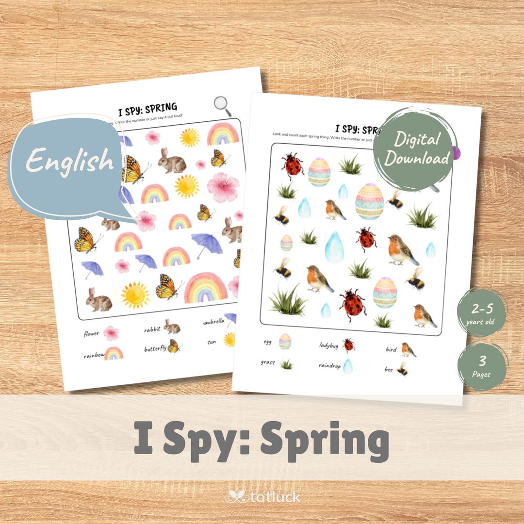 ENGLISH I Spy Spring, Spring I Spy Printable, Counting Activity for ...