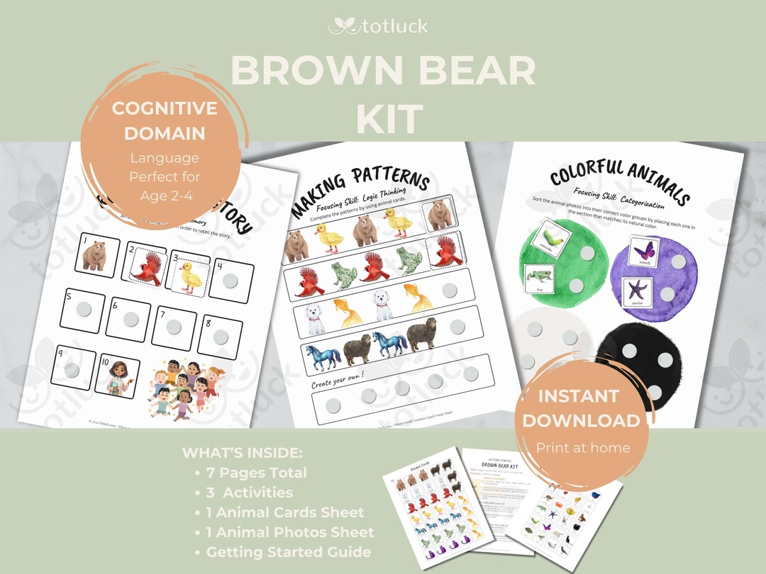 Brown Bear Kit | Story Retelling, Pattern & Categorization Activities ...