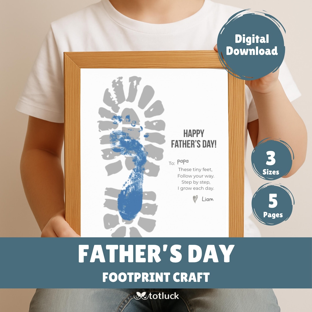 Father’s Day Footprint Handprint Craft | DIY Printable Gift for Dad or ...