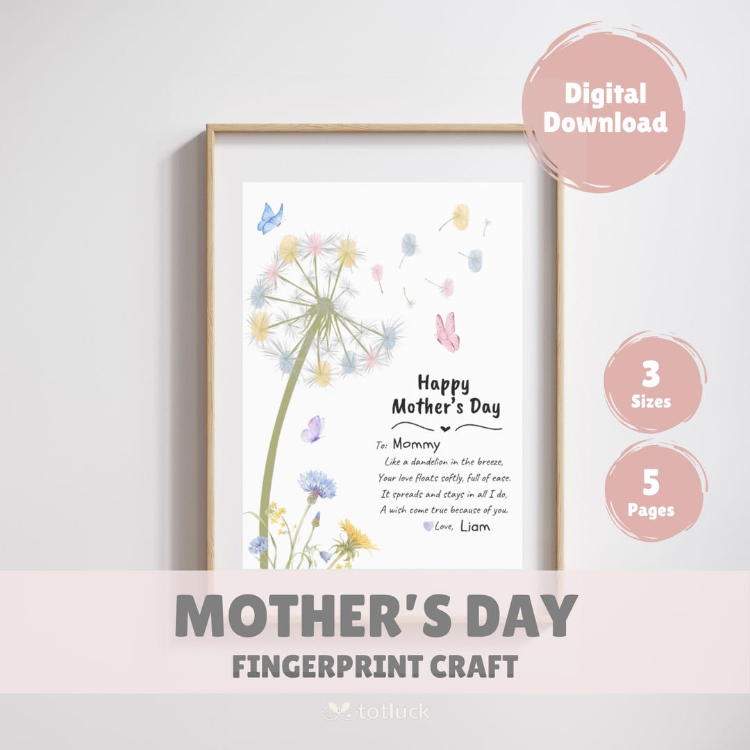 Mother’s Day Dandelion Fingerprint Craft | Last-minute DIY Gift for Mom ...