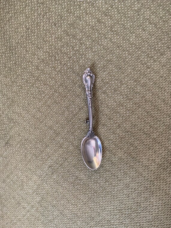 Spoon pin brooch vintage sterling silver 925 floral Lunt silversmith eloquence pattern Etsy