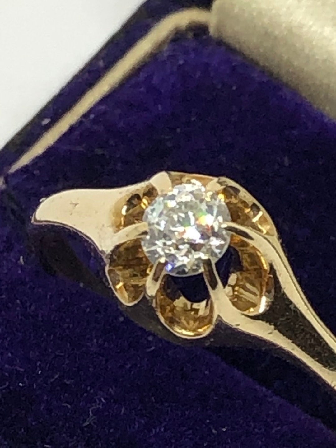 Engagement Ring, PRICE Drop!diamond, Belcher Setting, Old Mine Cut ...