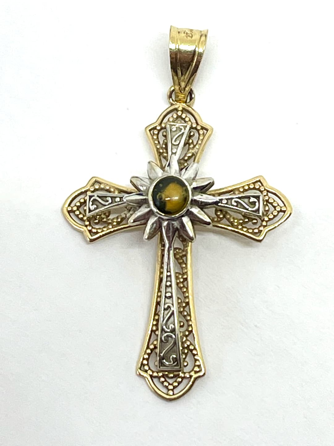 Nativity Stone Cross of 14K Gold, Michael Anthony, Vintage, Set With ...