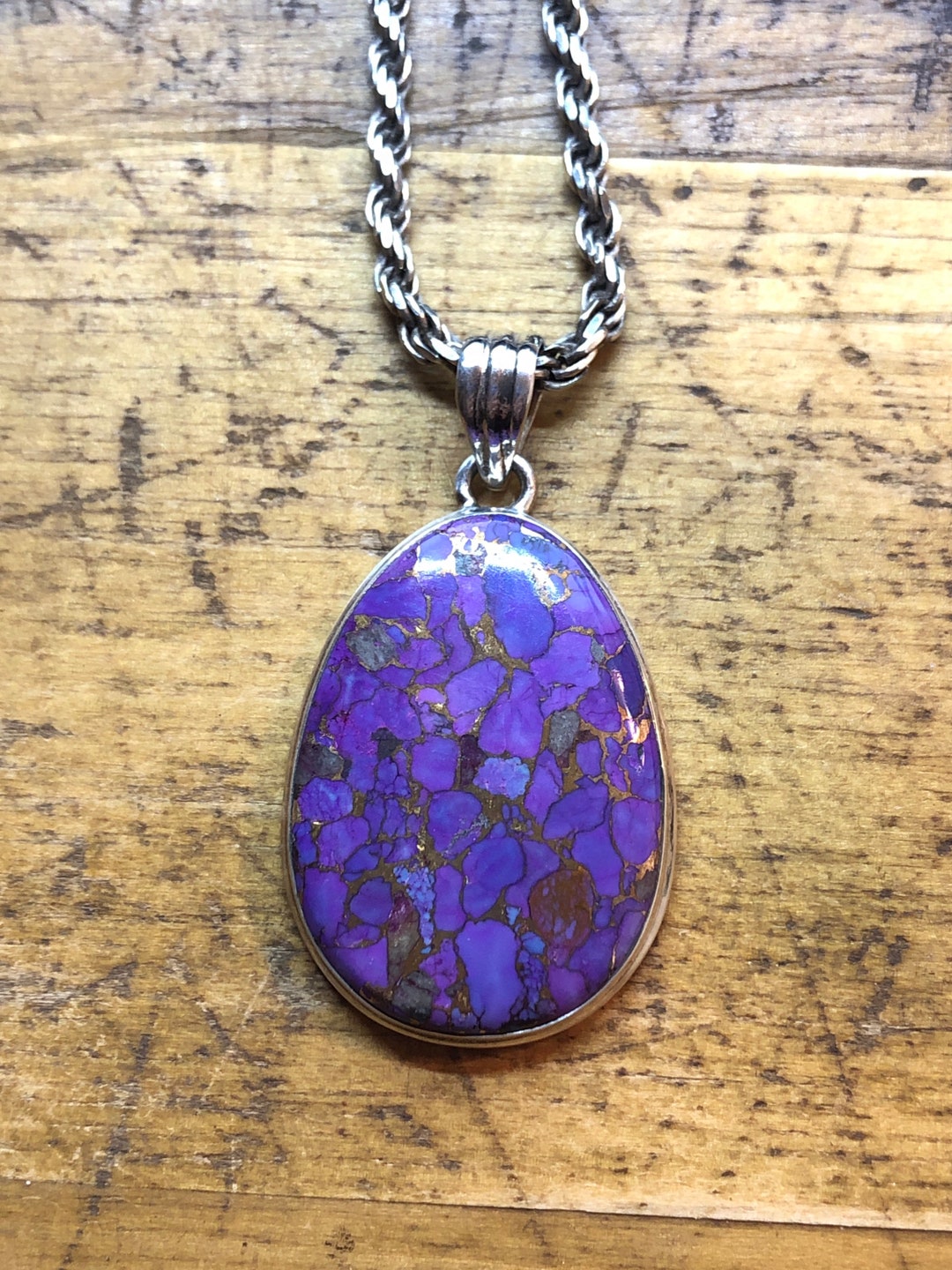 Arizona Turquoise and Bronze Created Stone, 925, Bezel Set, Purple, 20 ...