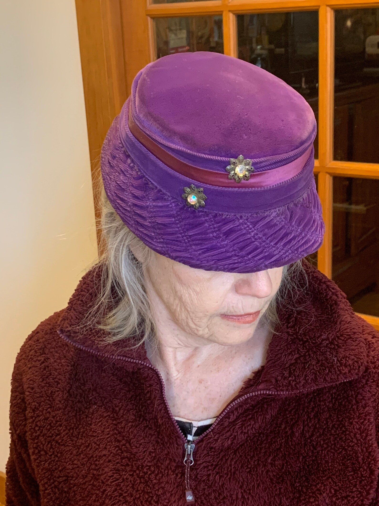 Antique vintage flapper millenary hat velvet jeweled | Etsy