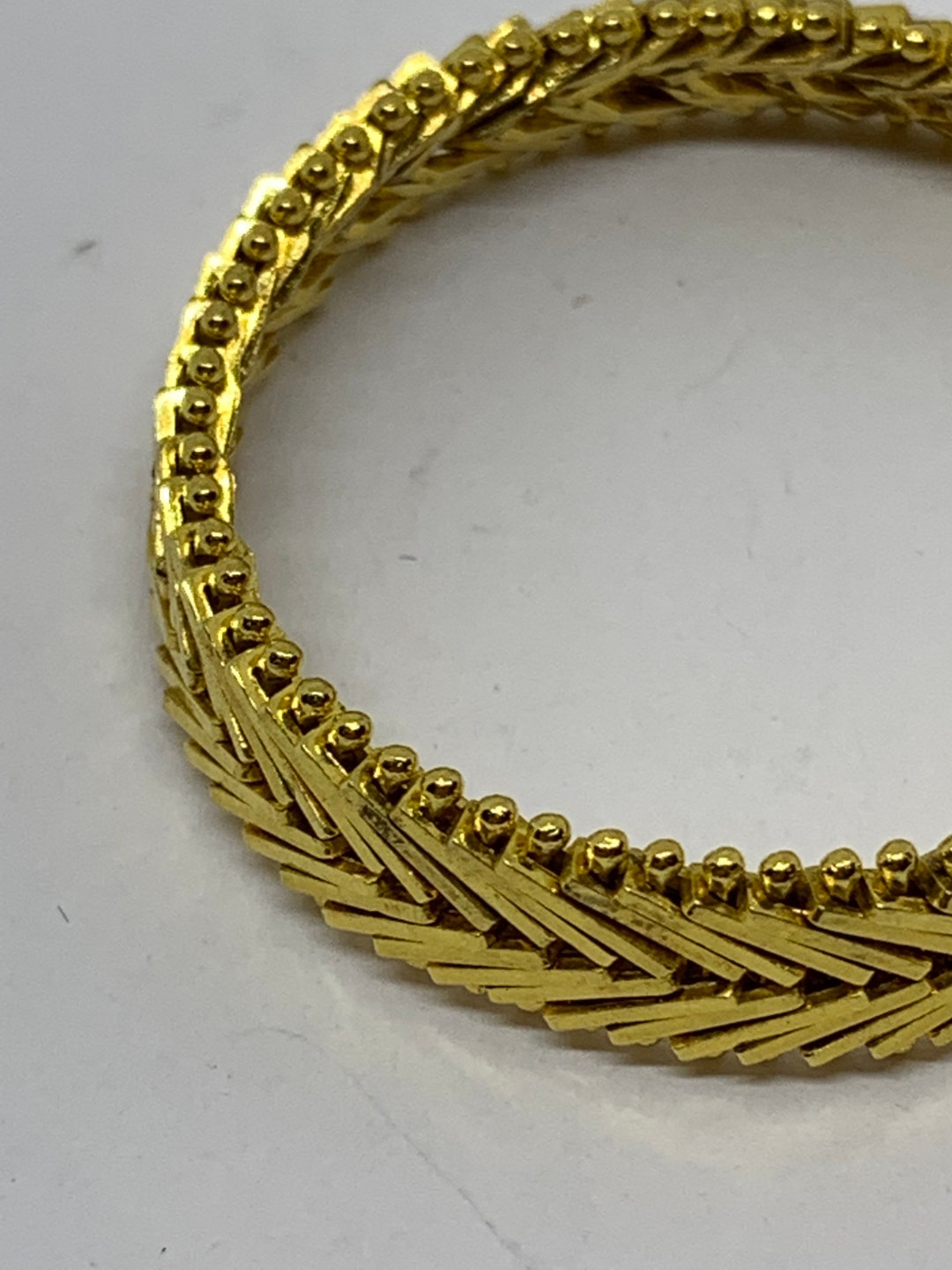 Bracelet, Hinged Mesh Link, Sterling Silver, Milor, Italy, 7”, Gold ...
