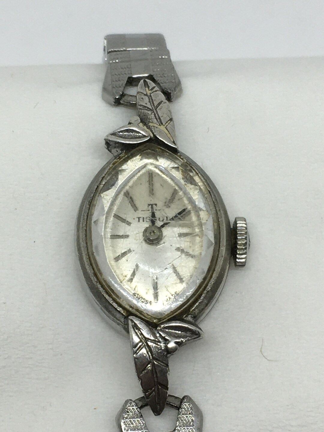 Tissot Wrist Watch, Stretch Band, White Metal, Ladies, Vintage, Petite ...