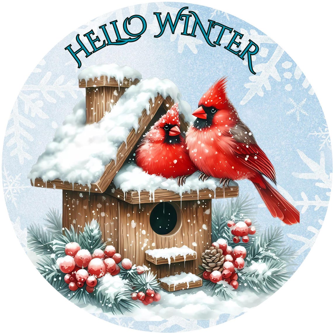 Hello Winter Metal Sign – Cardinal Birdhouse Christmas Wall Decor - Etsy