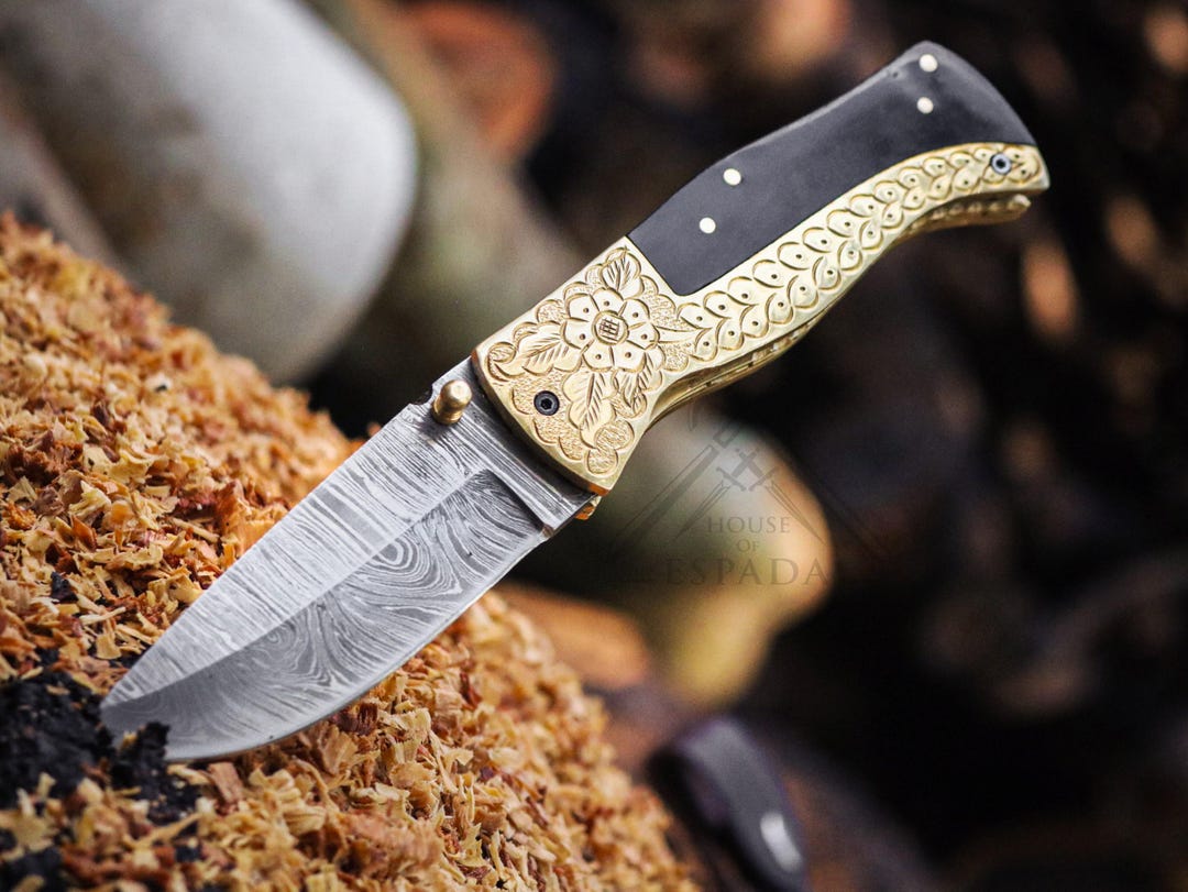 Pocket Knife Micarta Sheet 7'' Damascus Steel Knife Steel Click Lock ...