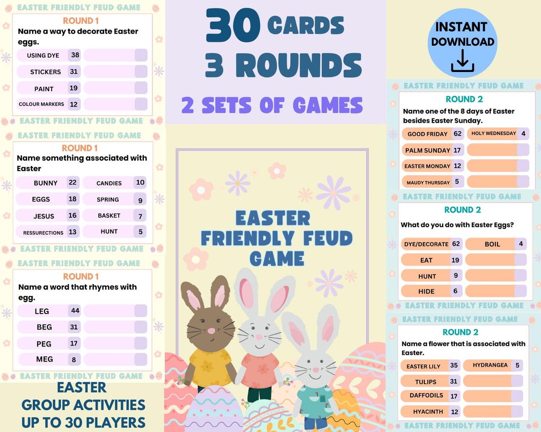 Easter Trivia Friendly Feud Easter Activities Family Feud Spring Trivia ...