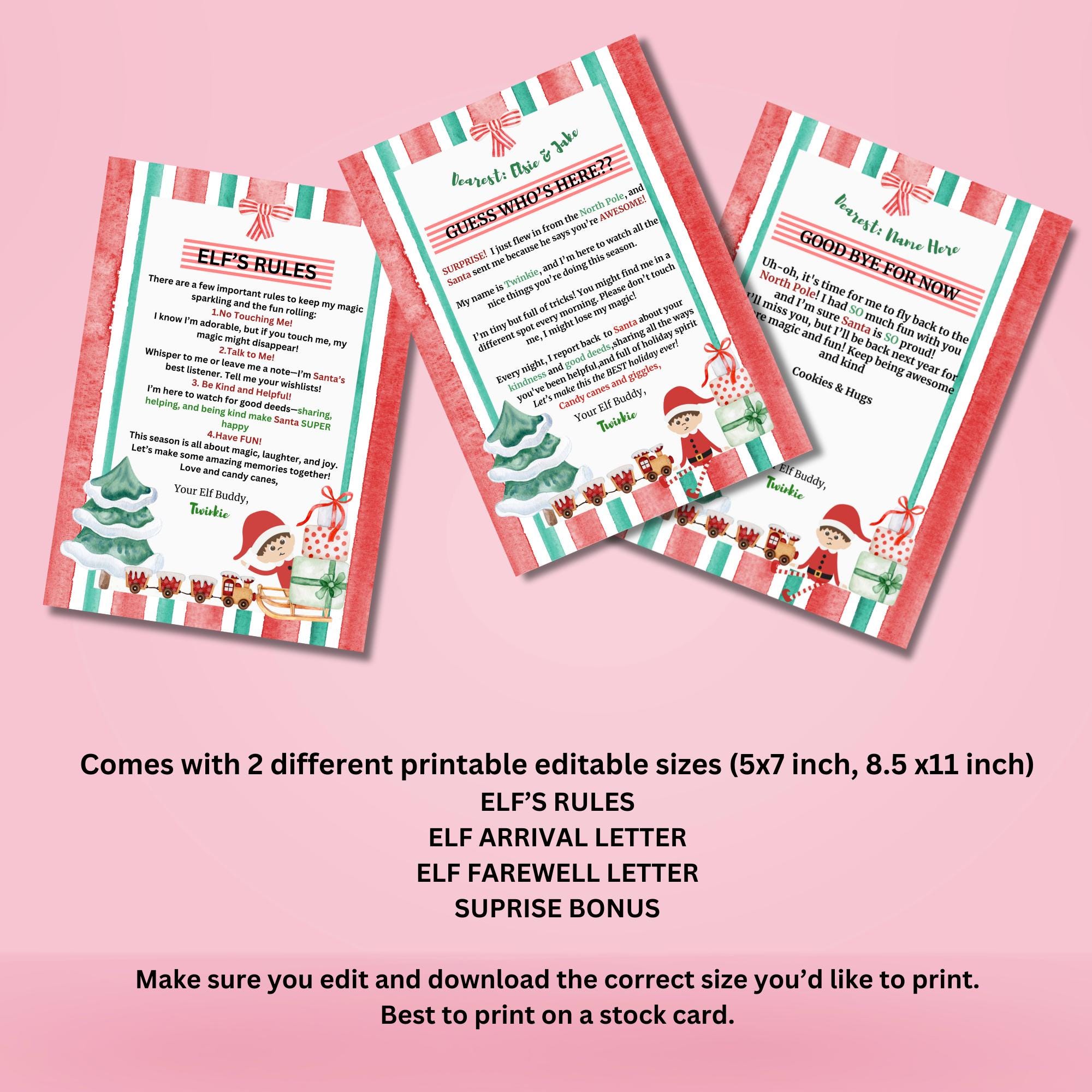 PRINTABLE EDITABLE Elf Arrival Letter ELF Return Letter Elf I'm Back ...