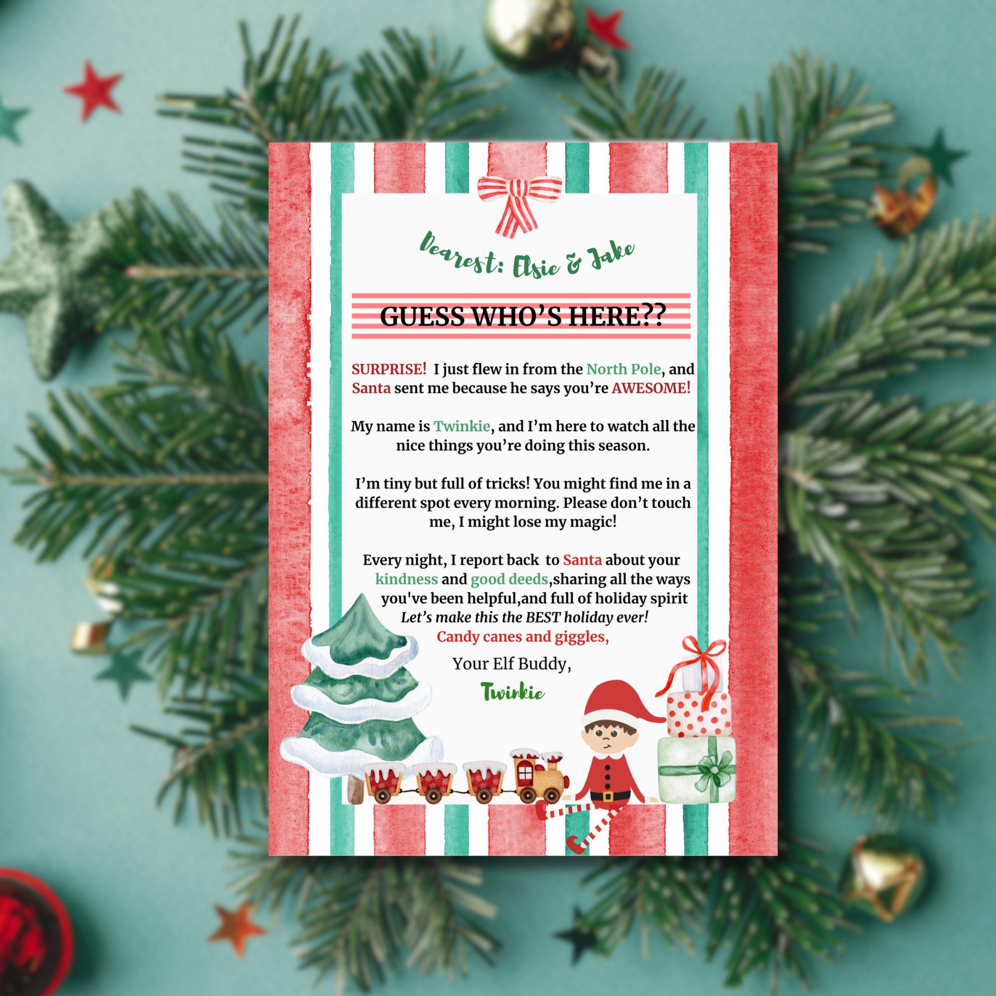 PRINTABLE EDITABLE Elf Arrival Letter ELF Return Letter Elf I'm Back ...