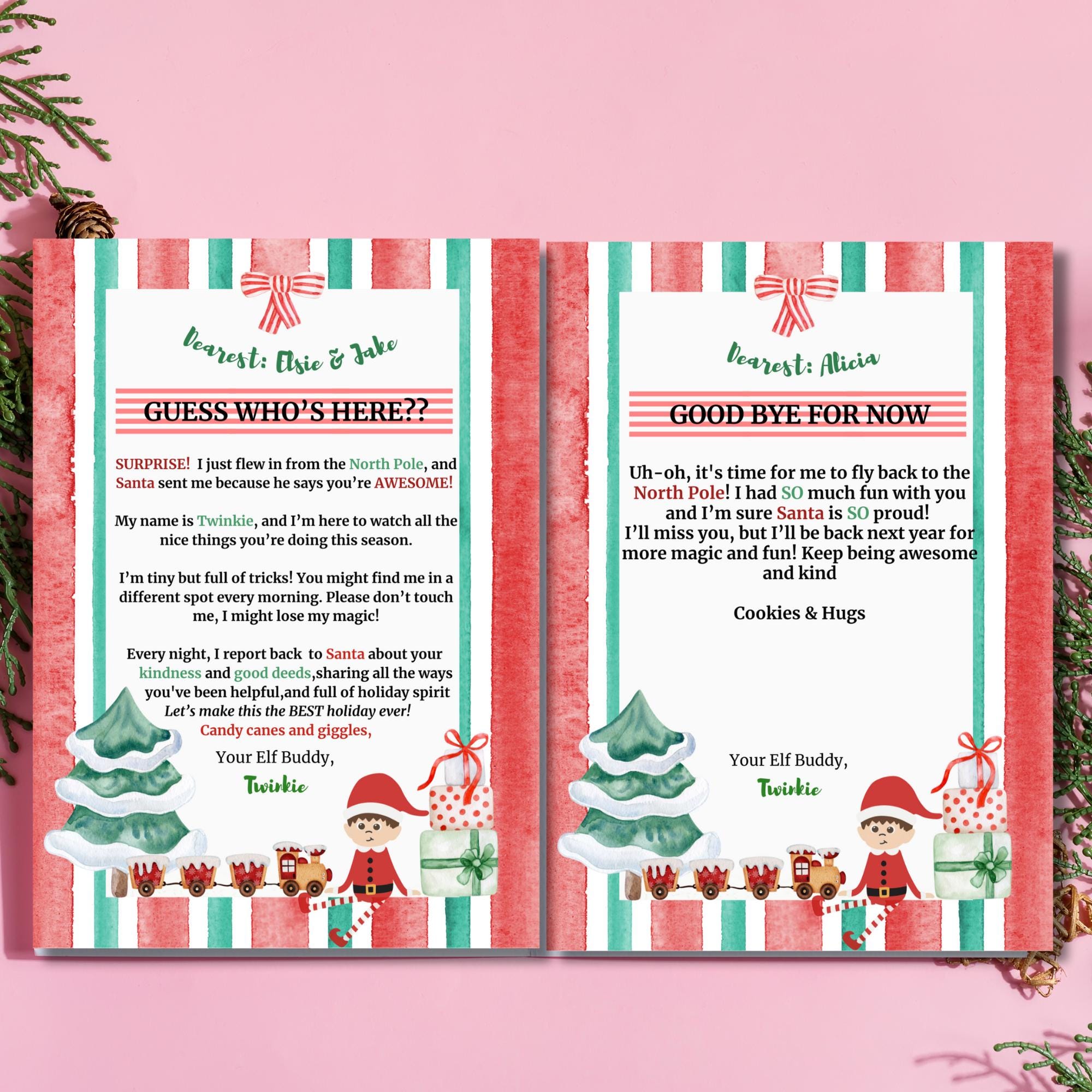 PRINTABLE EDITABLE Elf Arrival Letter ELF Return Letter Elf I'm Back ...