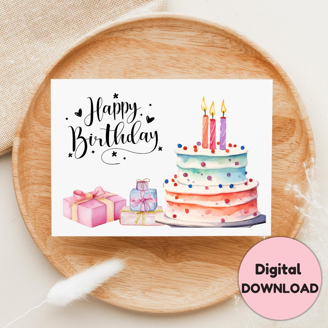 Printable Birthday Card – Fun Cake Design (digital Download) - Etsy