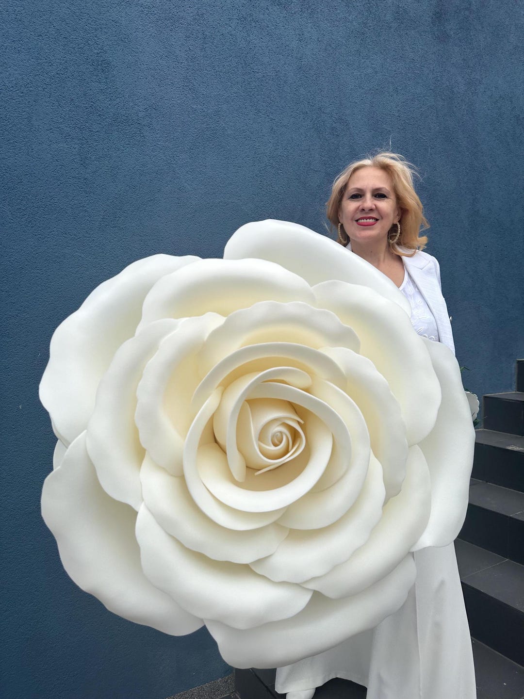 Wedding Decor. Big White Roses. Extra Large Artificial Flowers. 80 Cm ...